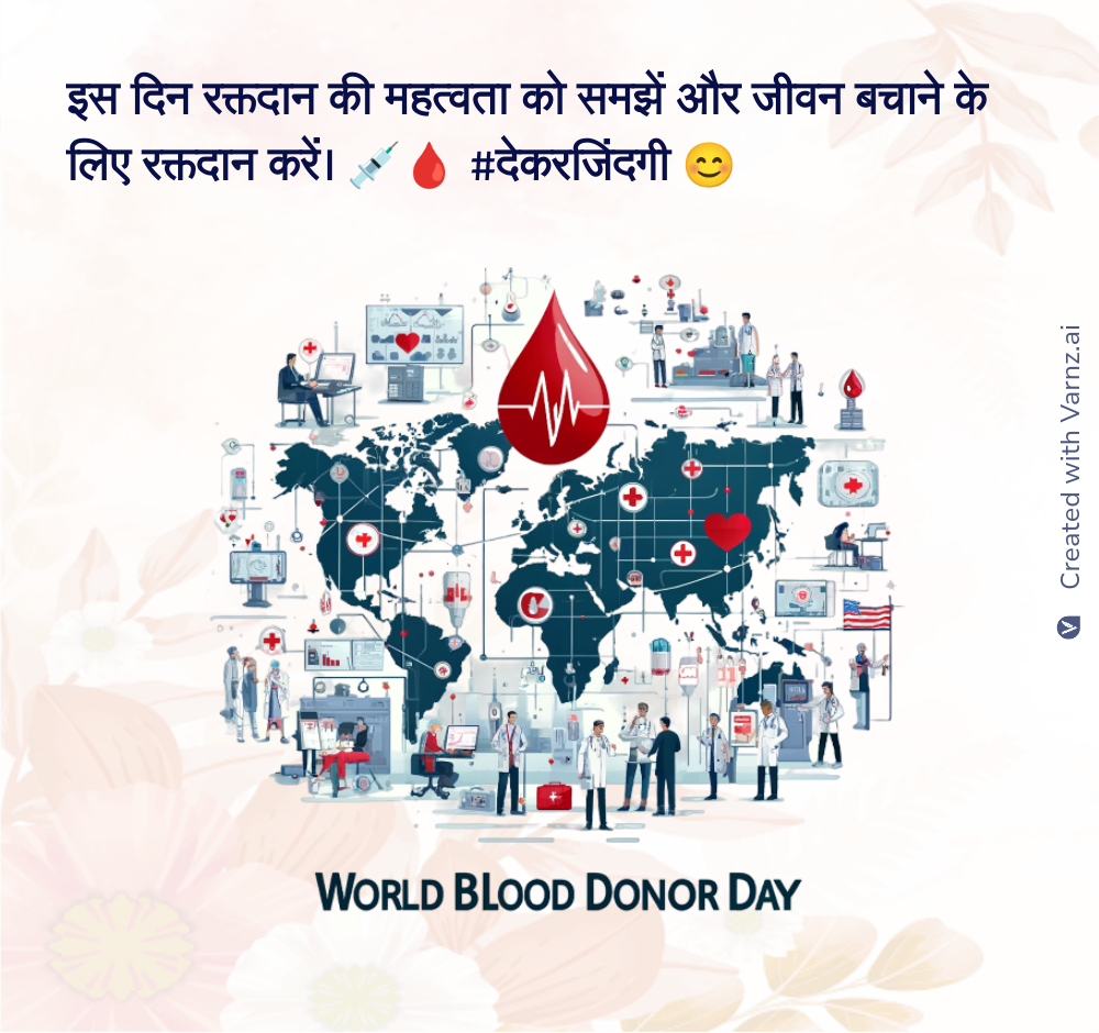 happy world blood donor day card in hindi